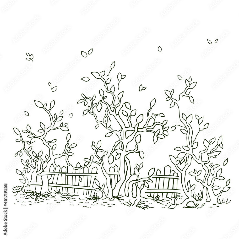 Continuous line drawing of tree on white background. Stock Vector ...