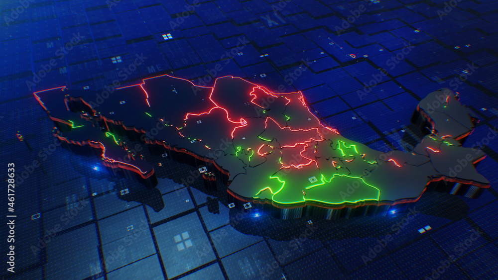 Mexico map digital 4k Stock Illustration | Adobe Stock