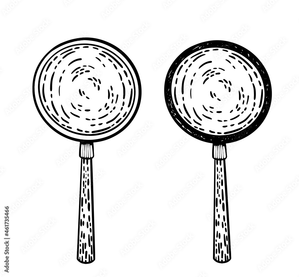 Magnifying vector glass, loupe, lens hand drawn sketch in engraved ...