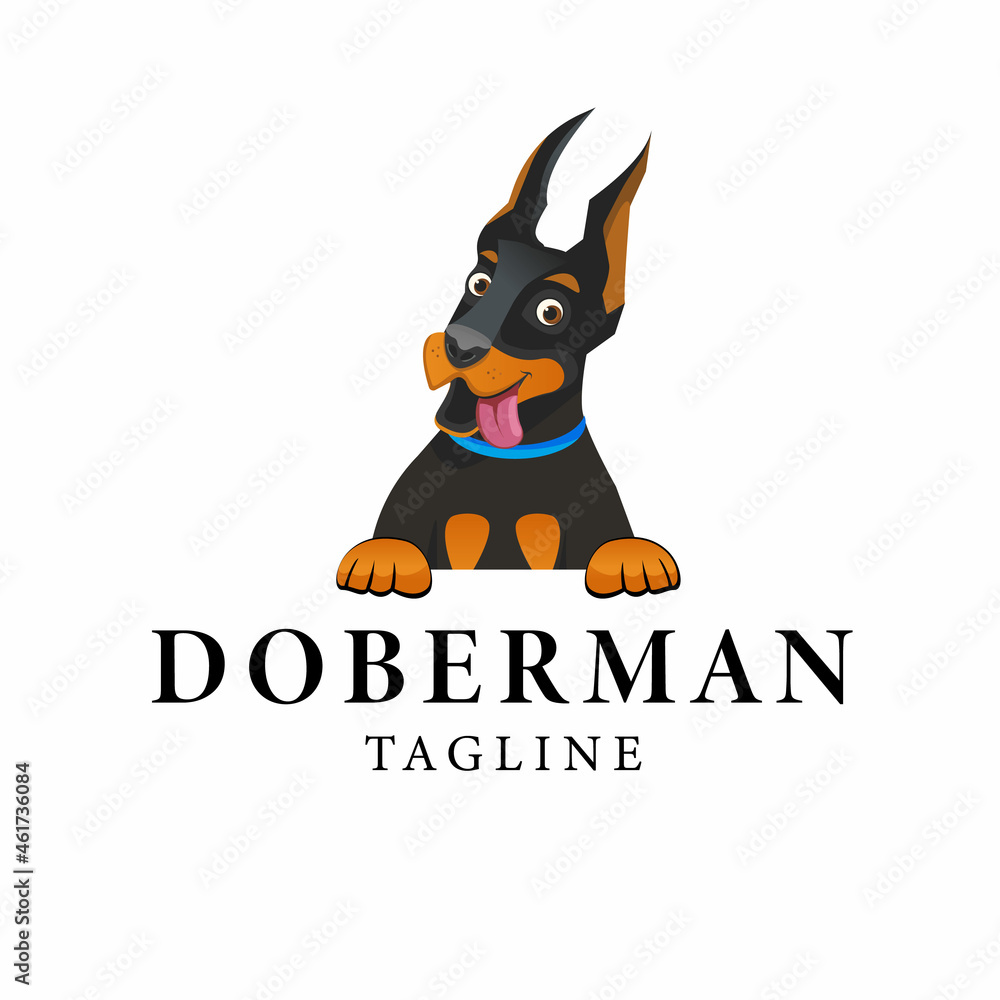 Cute Playful Doberman Logo Stock Vector | Adobe Stock