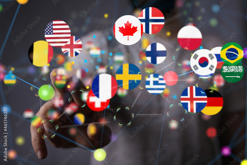 World map with all states and their flags Stock Photo | Adobe Stock