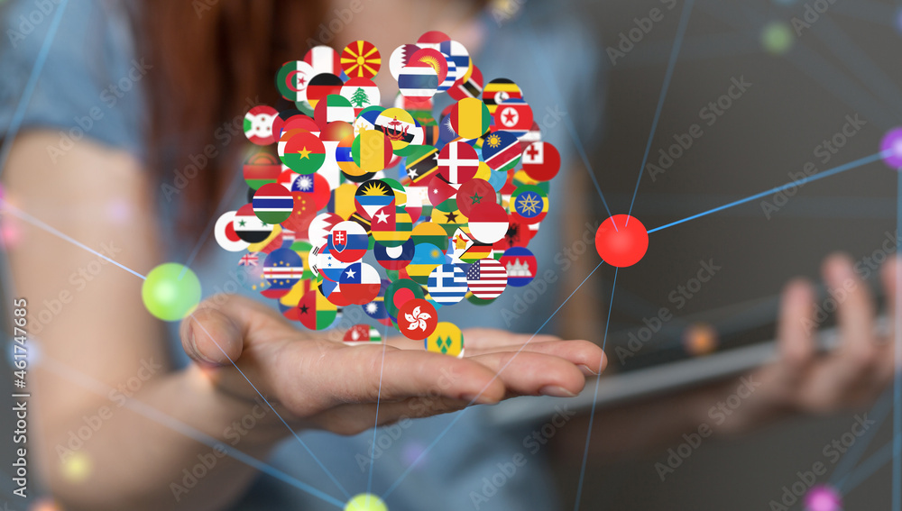 World map with all states and their flags Stock Photo | Adobe Stock