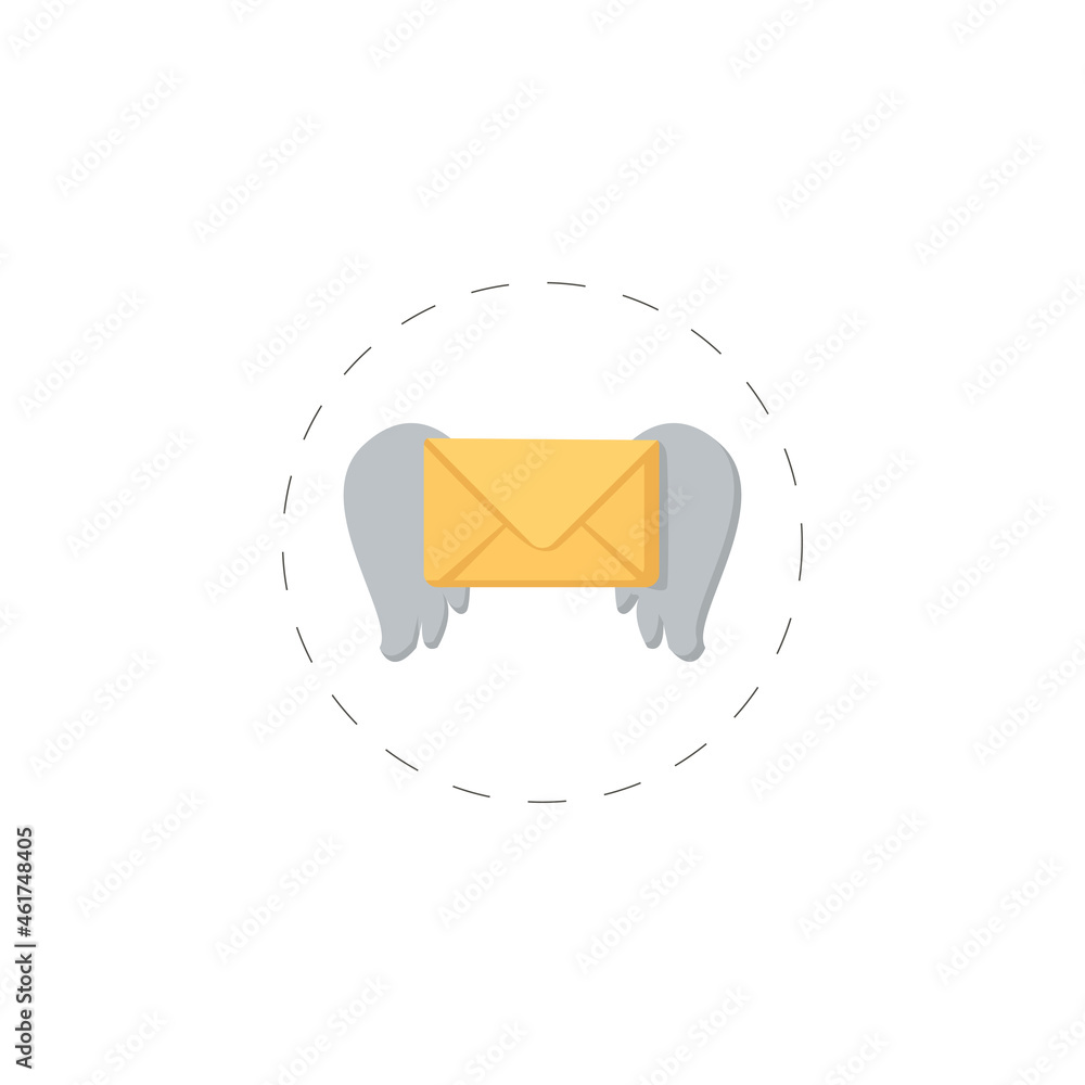 envelope with wings clipart on white background. mail with wings flat ...