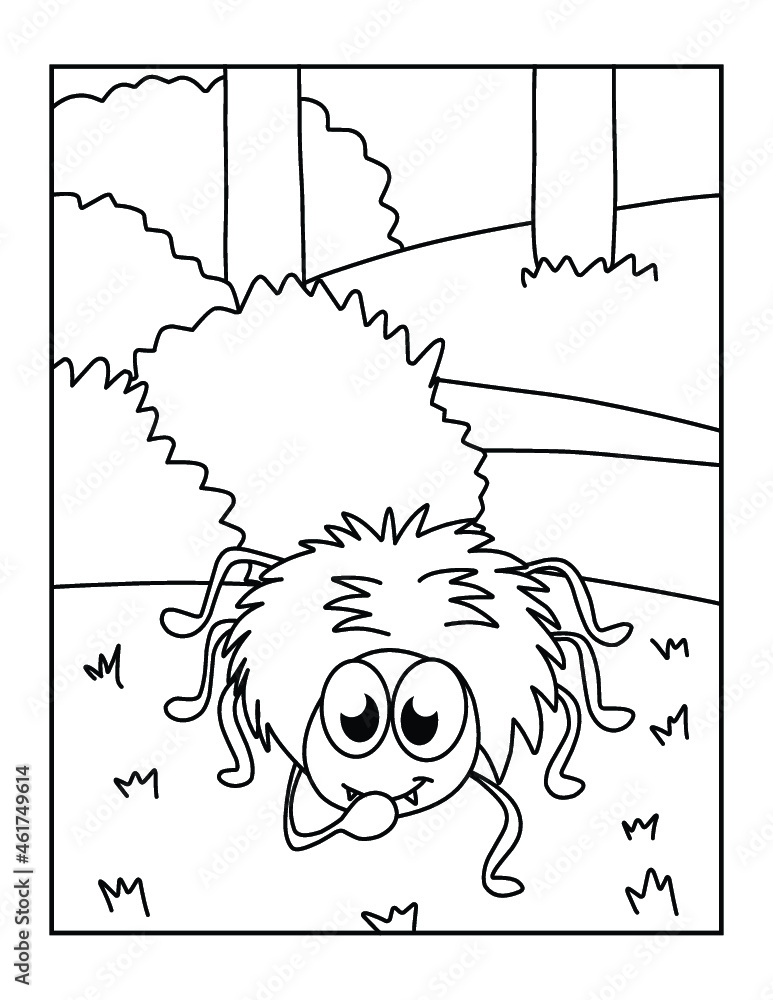 Printable Spider Coloring Pages For Kids Stock Vector | Adobe Stock