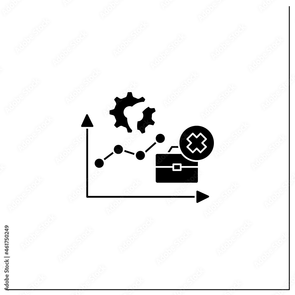 Unemployment rate glyph icon.Total labor force. Expanding jobs. Economy ...