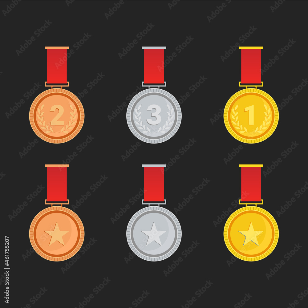 Vetor de gold, silver and bronze medal template do Stock | Adobe Stock