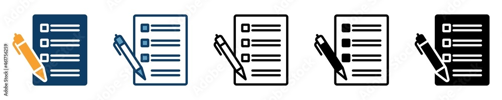 Document with pen icon set. form icon set. form icon in different style ...