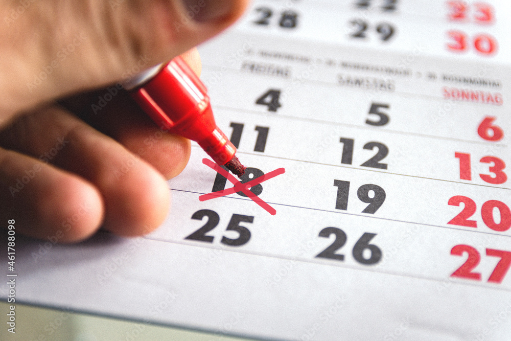 Calendar, diary with marks of significant and special dates. Concept of ...