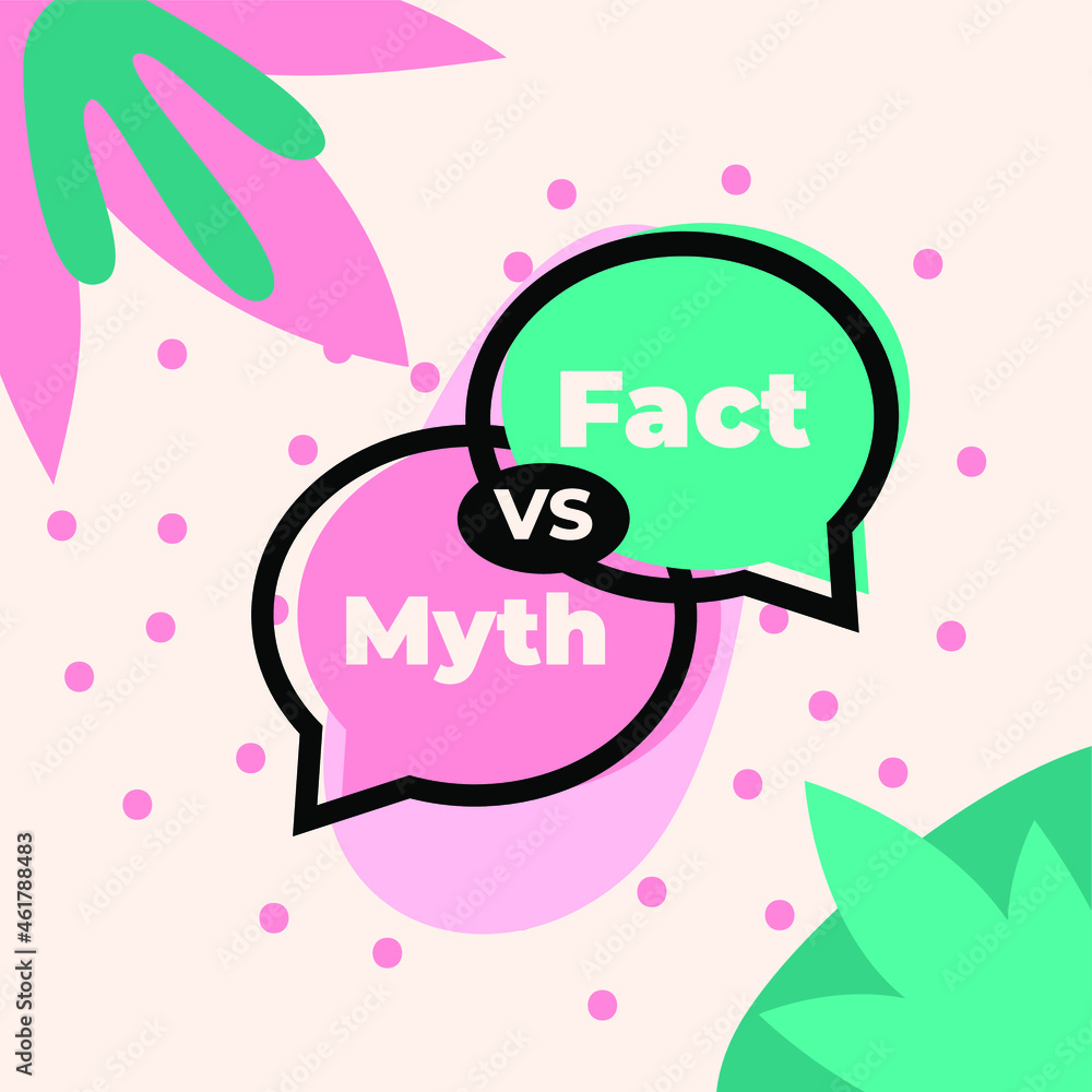 Facts vs myths versus battle background with doodle elements. Concept ...