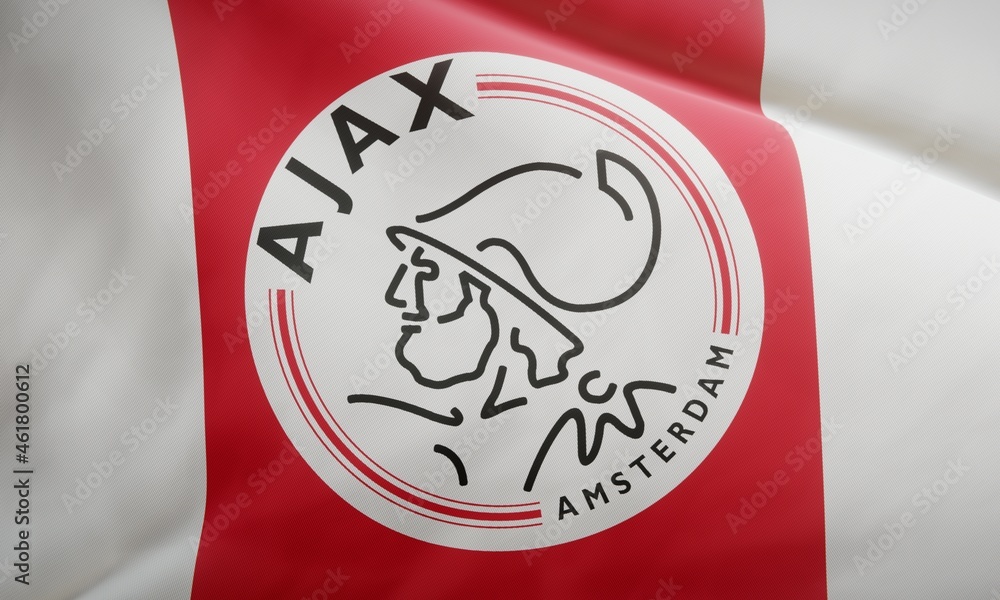 Logo of Dutch football club AFC Ajax on waving fabric. Editorial 3D ...