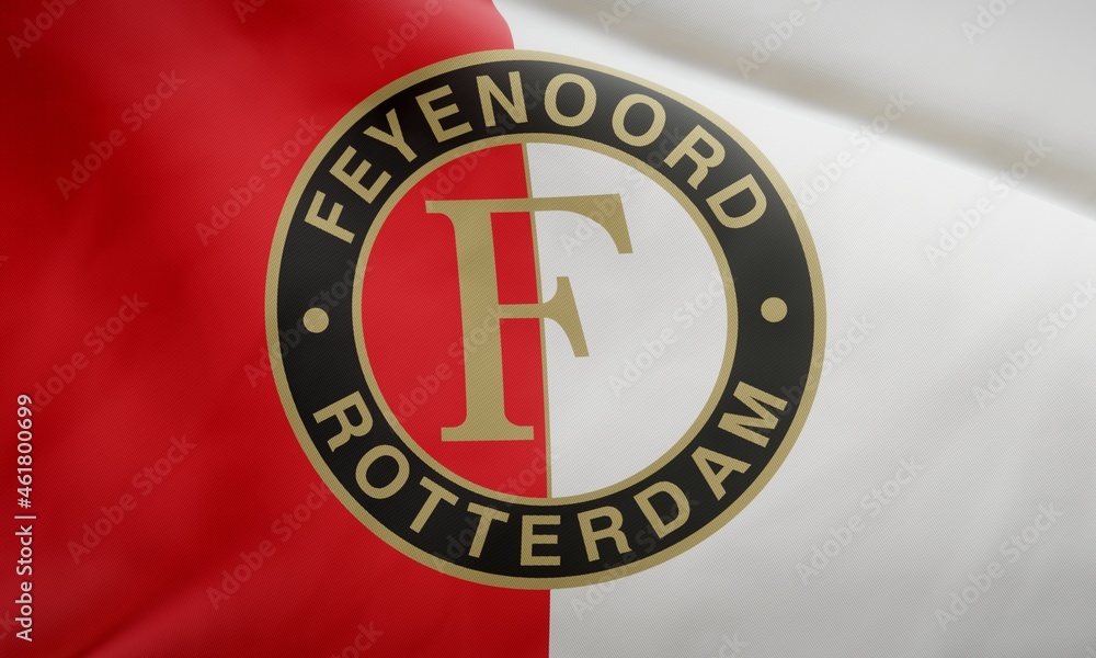 Logo of Dutch football club Feyenoord Rotterdam on waving fabric ...