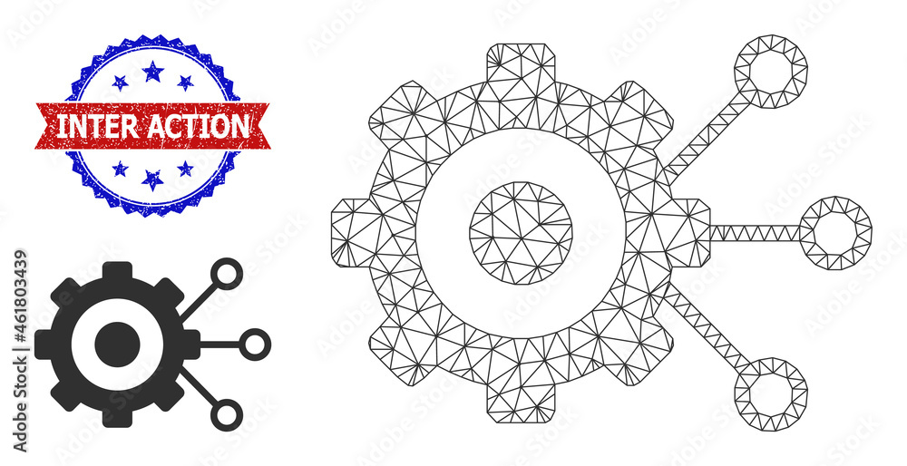 Triangular gear connections model icon, and bicolor unclean Inter ...