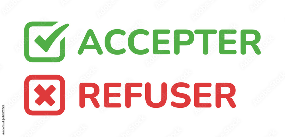 accepter and refuser button icon vector isolated on white background ...