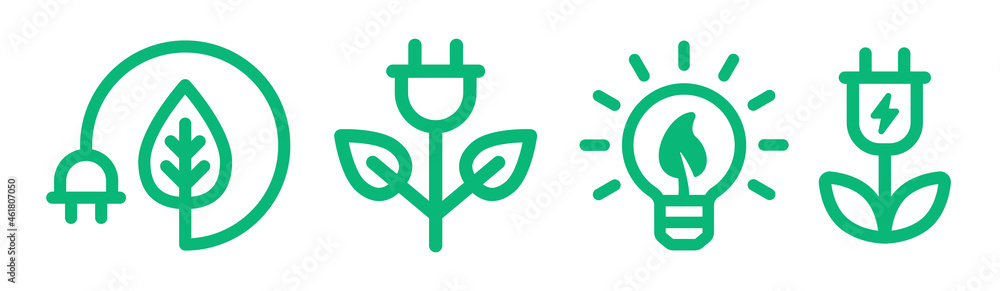 Green energy icon set. Renewable power symbol vector illustration ...