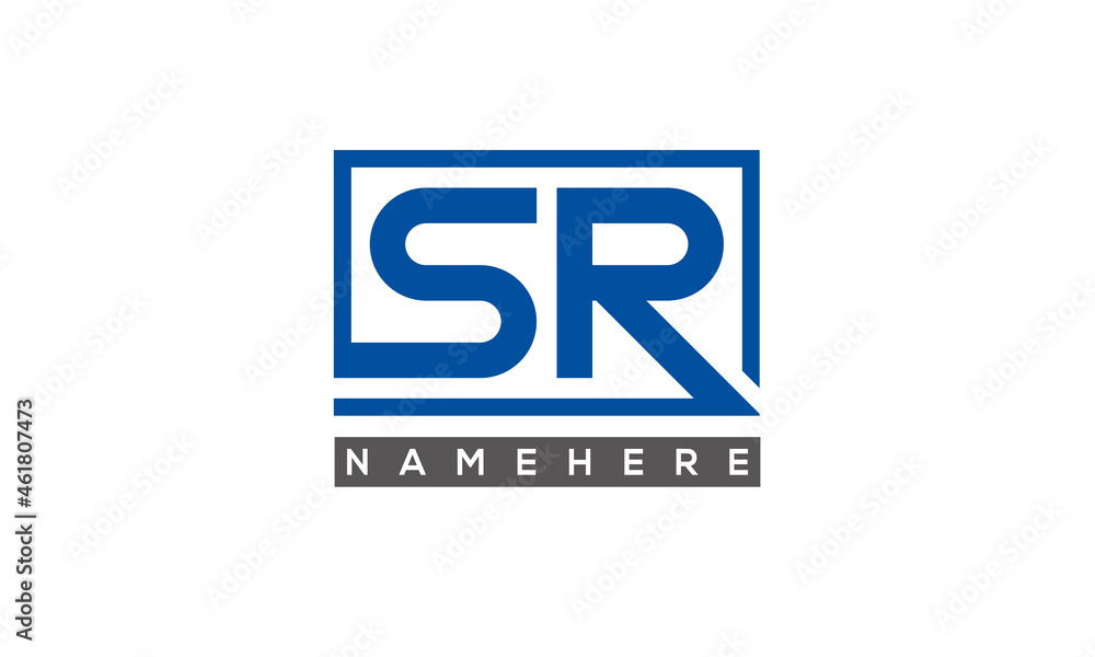 SR Letters Logo With Rectangle Logo Vector Stock Vector | Adobe Stock