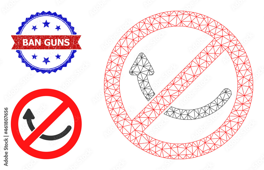 Mesh forbidden rotation frame icon, and bicolor grunge Ban Guns ...