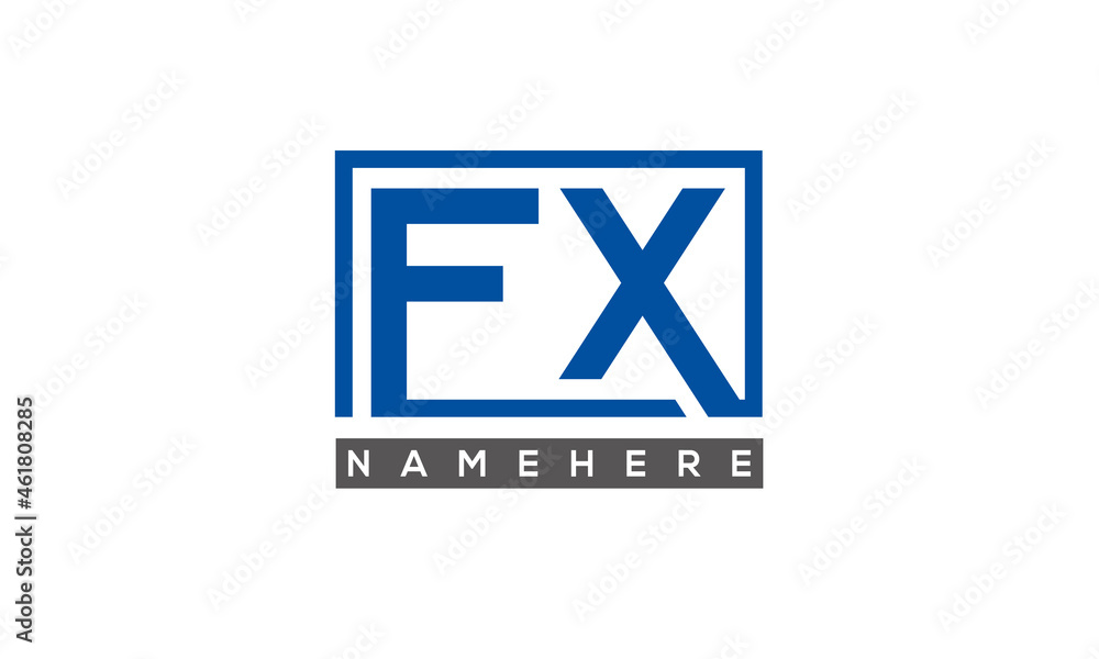 FX Letters Logo With Rectangle Logo Vector vector de Stock | Adobe Stock