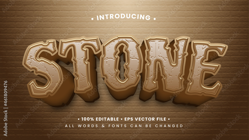 Stone 3d Text Style Effect. Editable illustrator text style. Stock ...