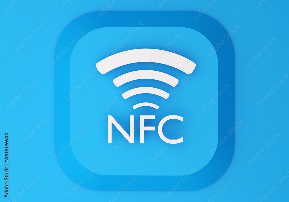 NFC technology. White logo NFC technology. Concept tag for NFC payment ...