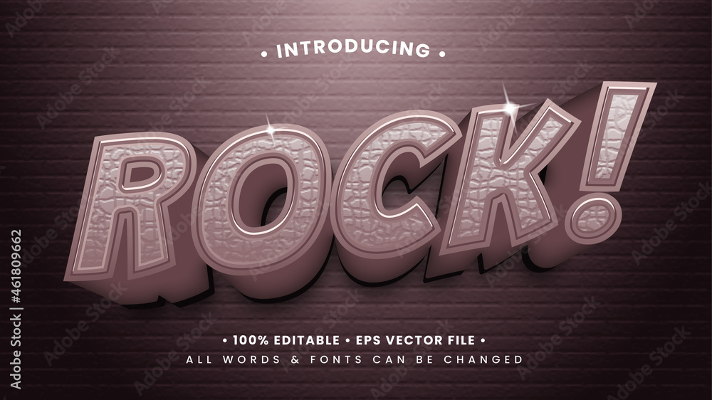 Rock Stone 3d Text Style Effect. Editable illustrator text style. Stock ...