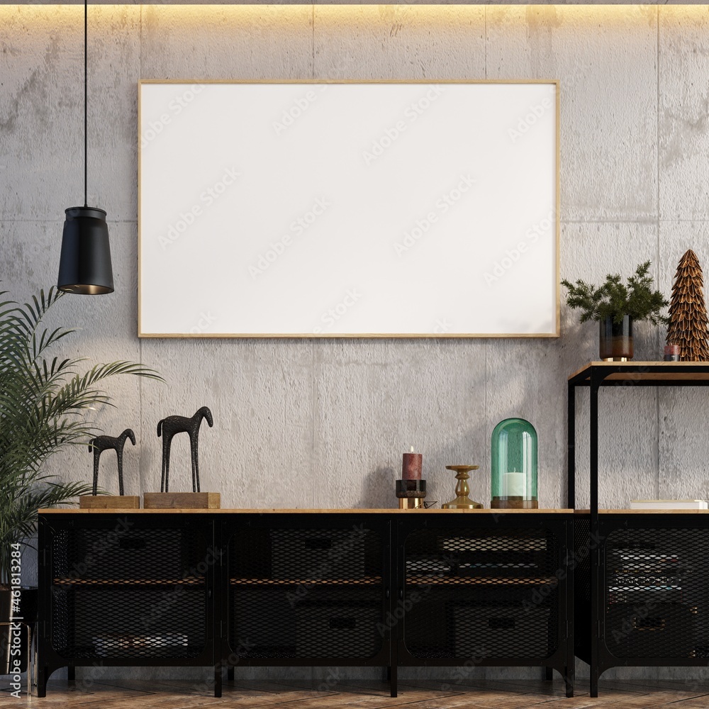 Living room interior house floor template background frame mockup ...