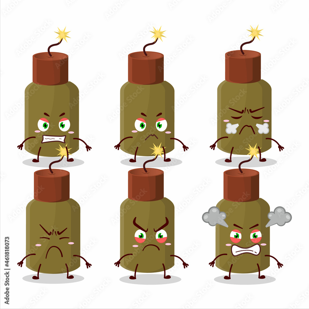 Firecracker explosive cartoon character with various angry expressions ...