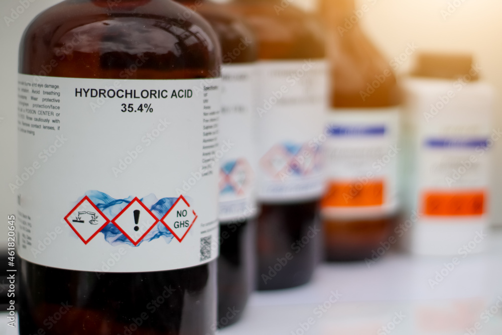 hydrochloric acid, a chemical used in laboratories Stock Photo | Adobe ...