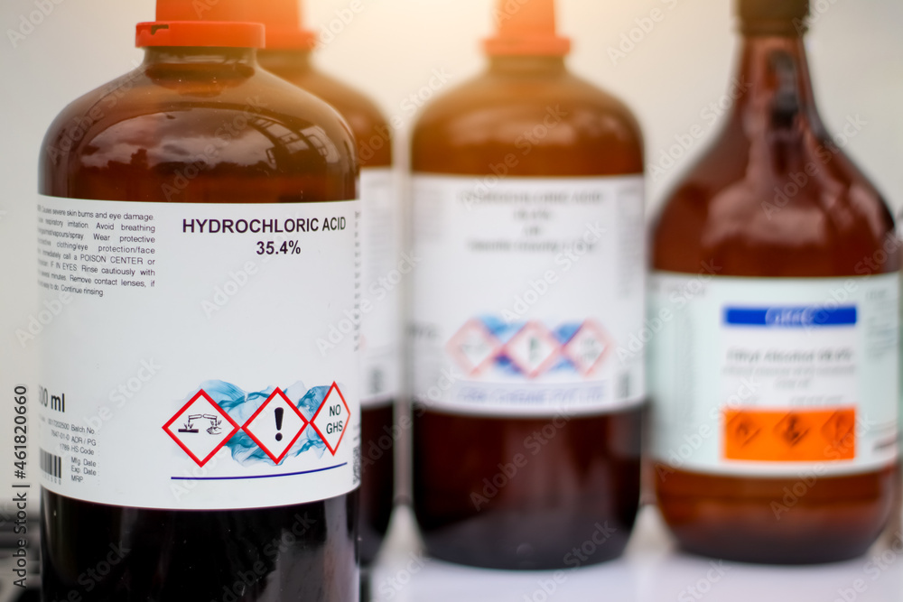 hydrochloric acid, a chemical used in laboratories Stock Photo | Adobe ...