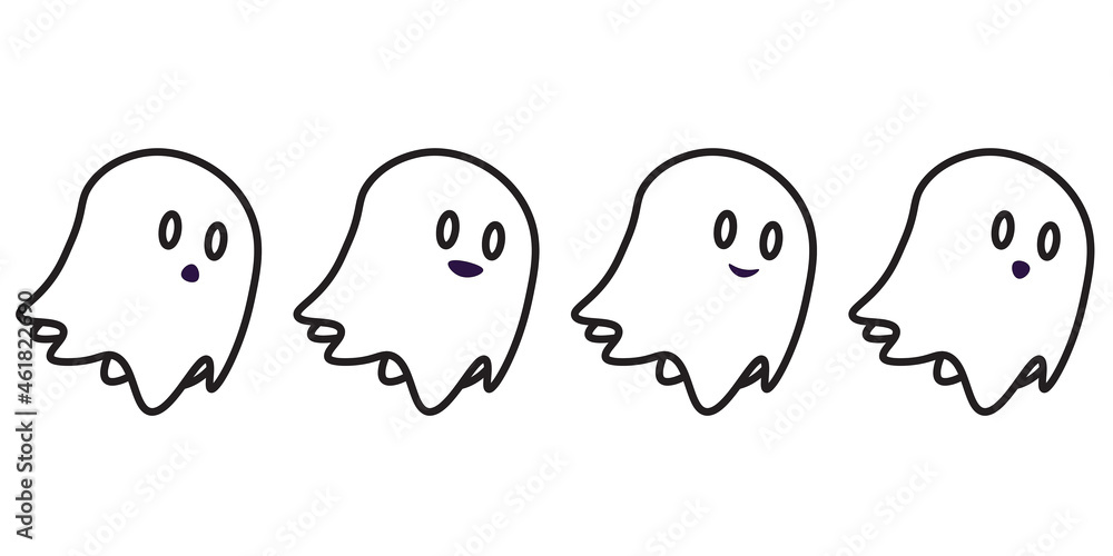 Coloring Book Cute Ghost - Amazing vector line art of a cute little ...