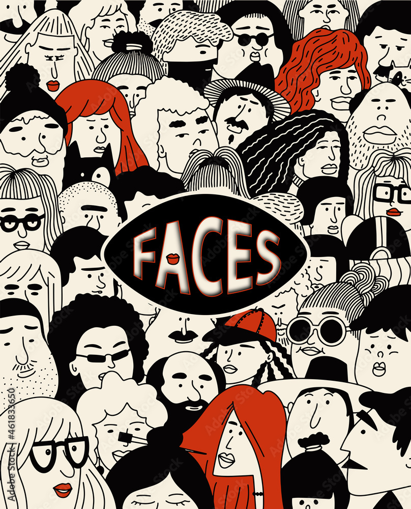 Standing out from the crowd. Urban commuters one continuous line ...