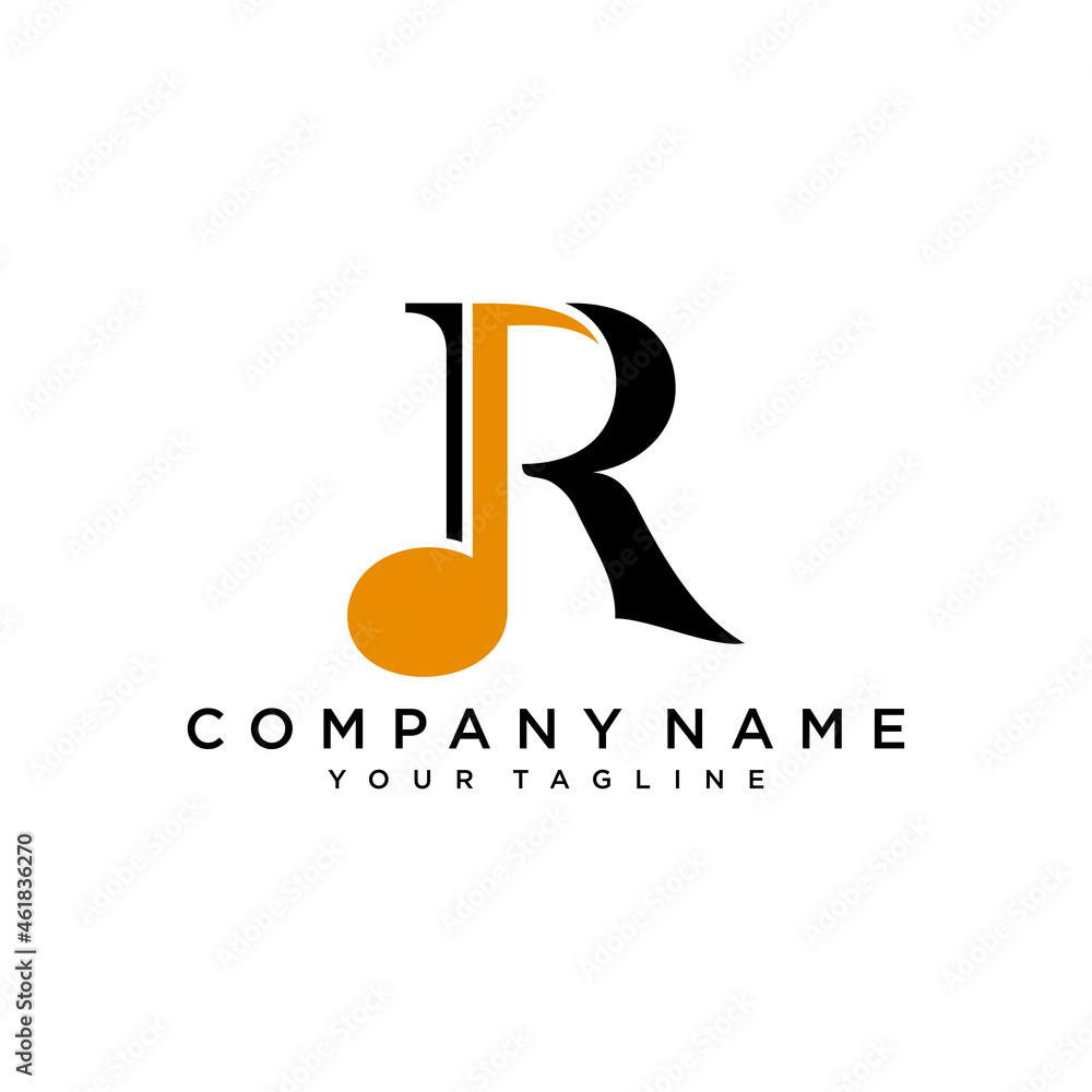 Initial R letter with music vector logo Stock Vector | Adobe Stock