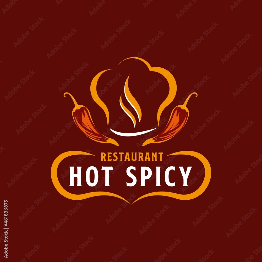 Vintage Retro Hot Spicy Restaurant Logo Design. With smoke, fire, and ...