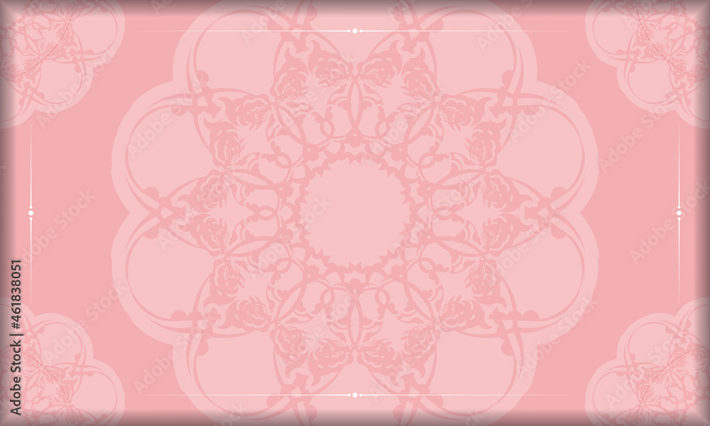 Pink color banner template with indian white ornaments and logo space ...