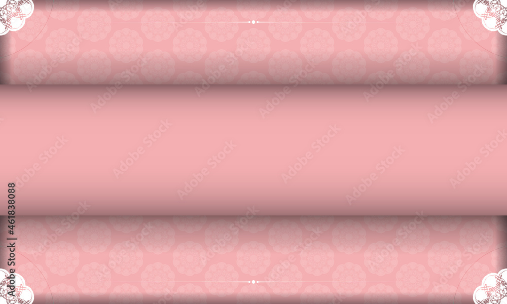 Pink color banner template with luxury white pattern for logo design ...