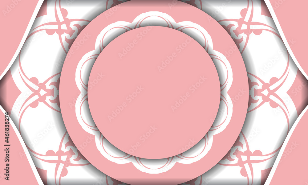 Pink color banner template with indian white pattern for logo design ...