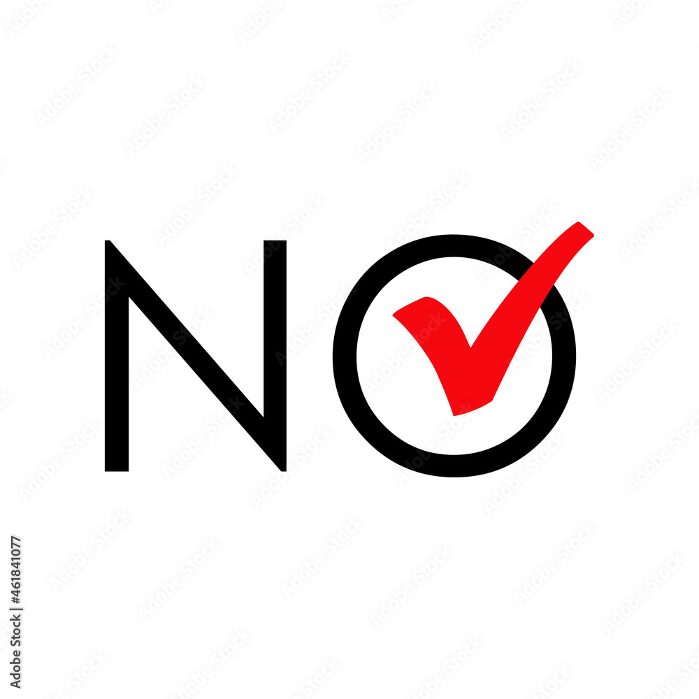 Logotipo con palabra No con letra O como casilla de verificación con ...