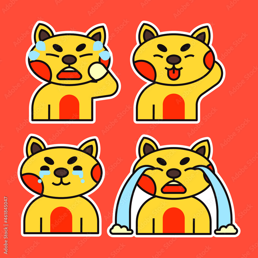 Cute Cat with Various Expression Illustration. Crying , Disappointed ...