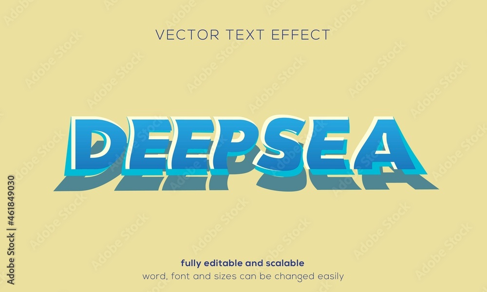Deep sea vector text effect, simple summer strong and bold text style ...