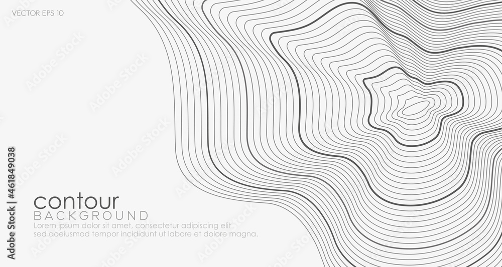 Modern gray contour style background. Minimal topographic line contour ...