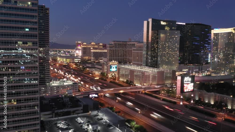 Aerial Hyperlapse of Las Vegas freeway traffic at rush hour, Nevada ...