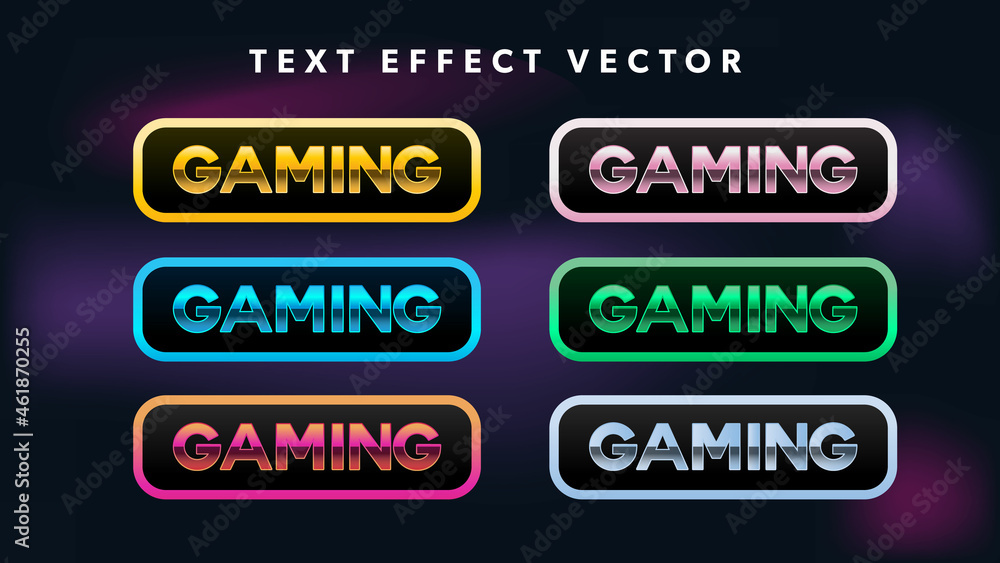 6 different Gradient Gaming Text Effect for Gamers. Vector Illustration ...