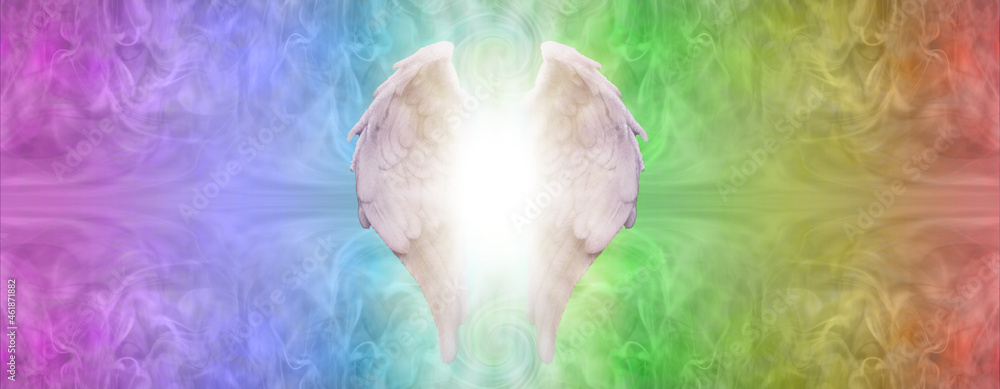 Chakra Rainbow Angel Therapy Message Banner - wide rainbow coloured ...