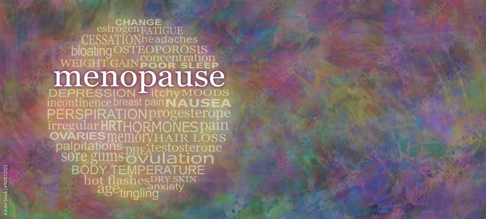 Menopause bubble campaign message banner - circular word cloud relevant ...