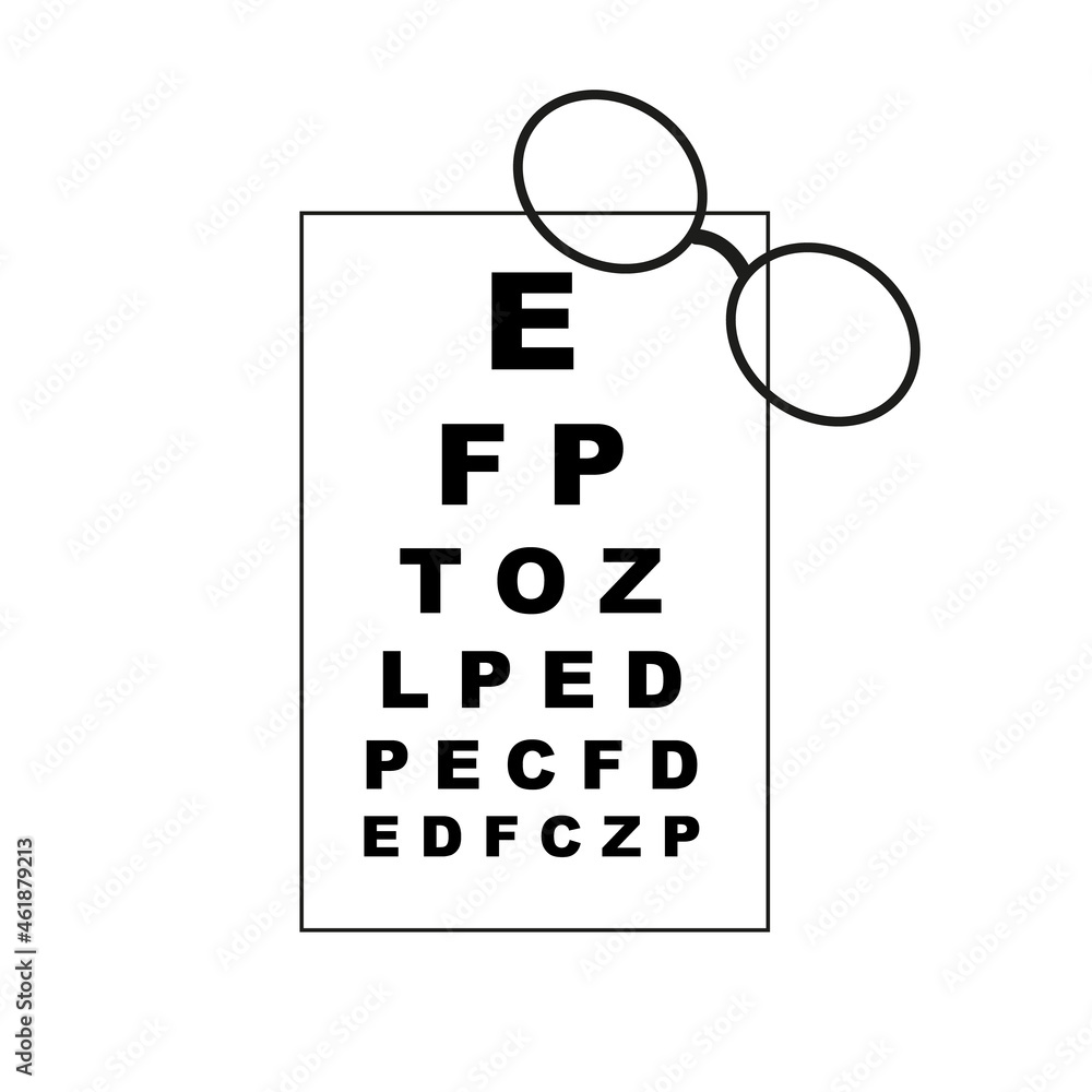 Snellen table. Vision test table. Ophthalmology. Vision examination ...