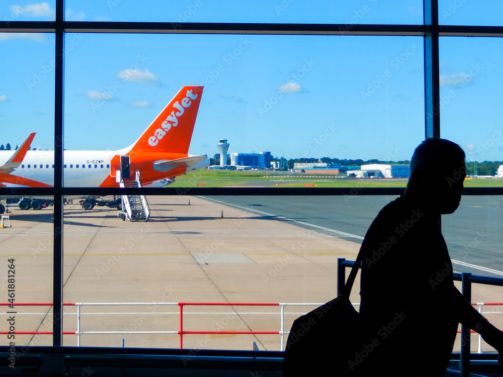 Birmingham, England - September 2021: Easyjet plane at Birmingham ...