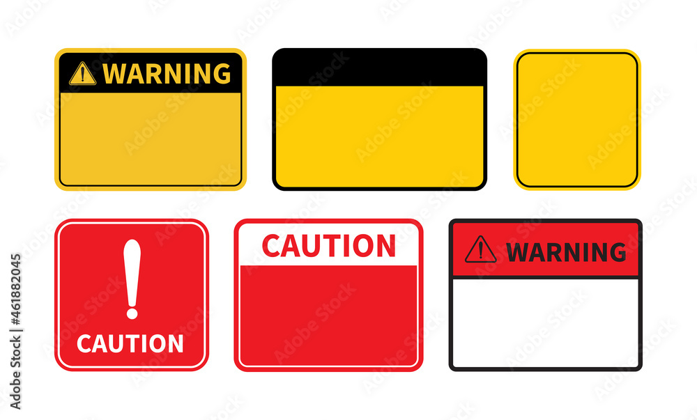 Warning sign. Set of blank Caution sign on white background. Vector ...
