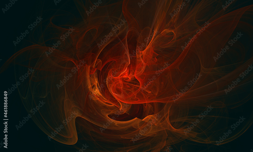 3d vortex of red hot essences, smoke or flames in deep black space ...