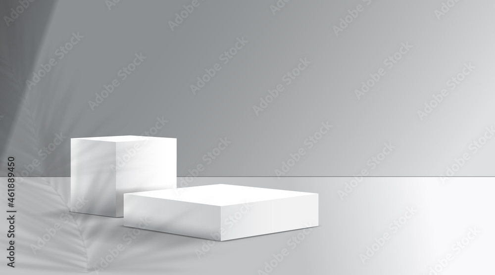 White Podium with minimal white background for product presentation ...