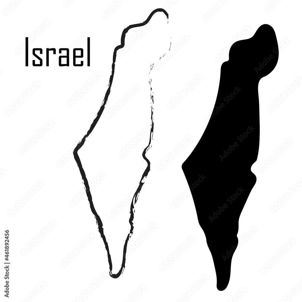 Israel map black and white vector illustration. Stock Vector | Adobe Stock