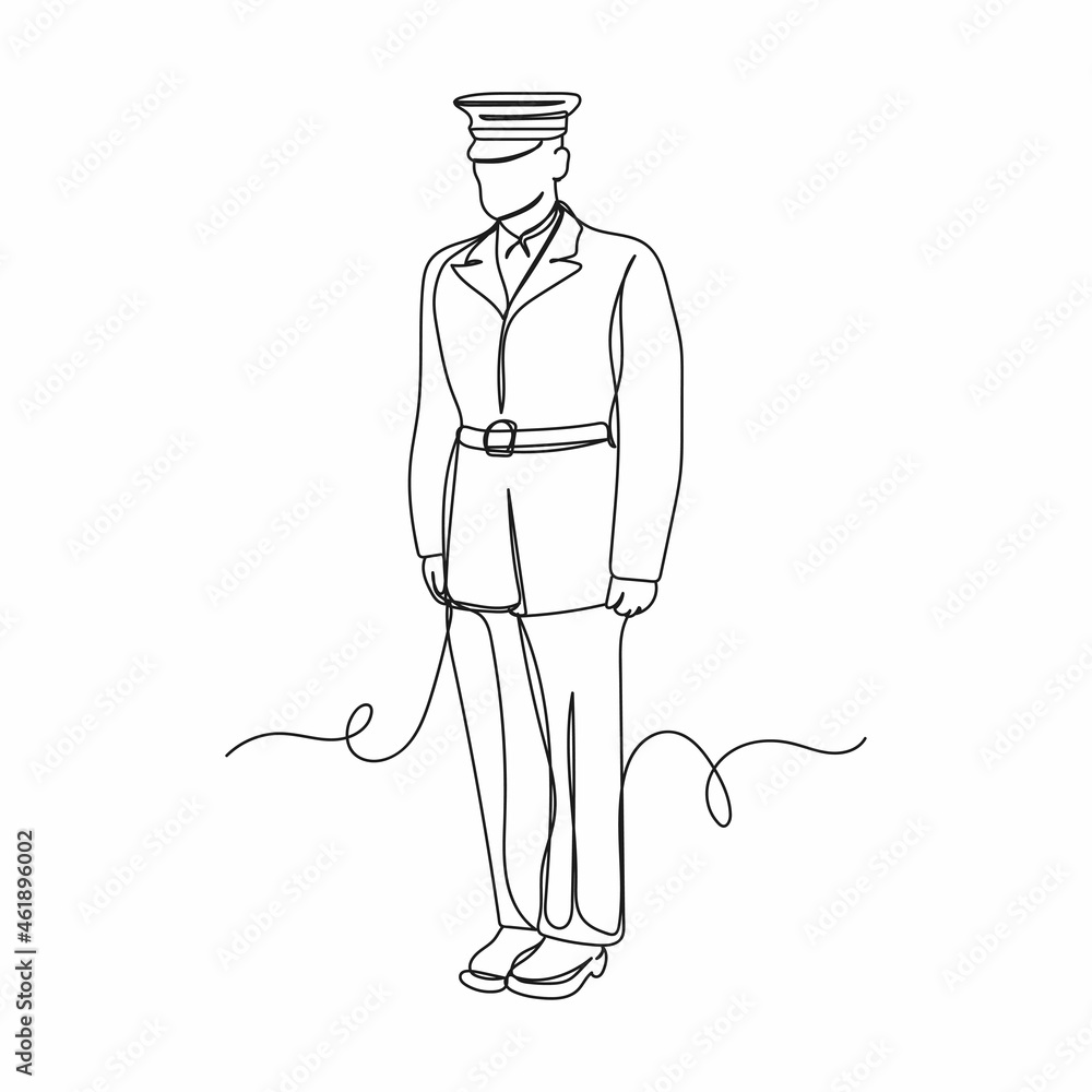 Continuous one line drawing of stronger soldier, veteran, army concept ...